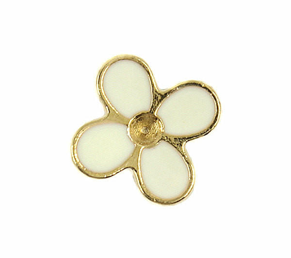 Gold Flower White Enamel Metal Shank Buttons - 12mm - 1/2 inch