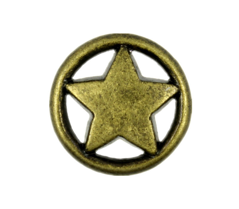 Star and Ring Metal Shank Buttons in Antique Brass Color - 23mm - 7/8 inch