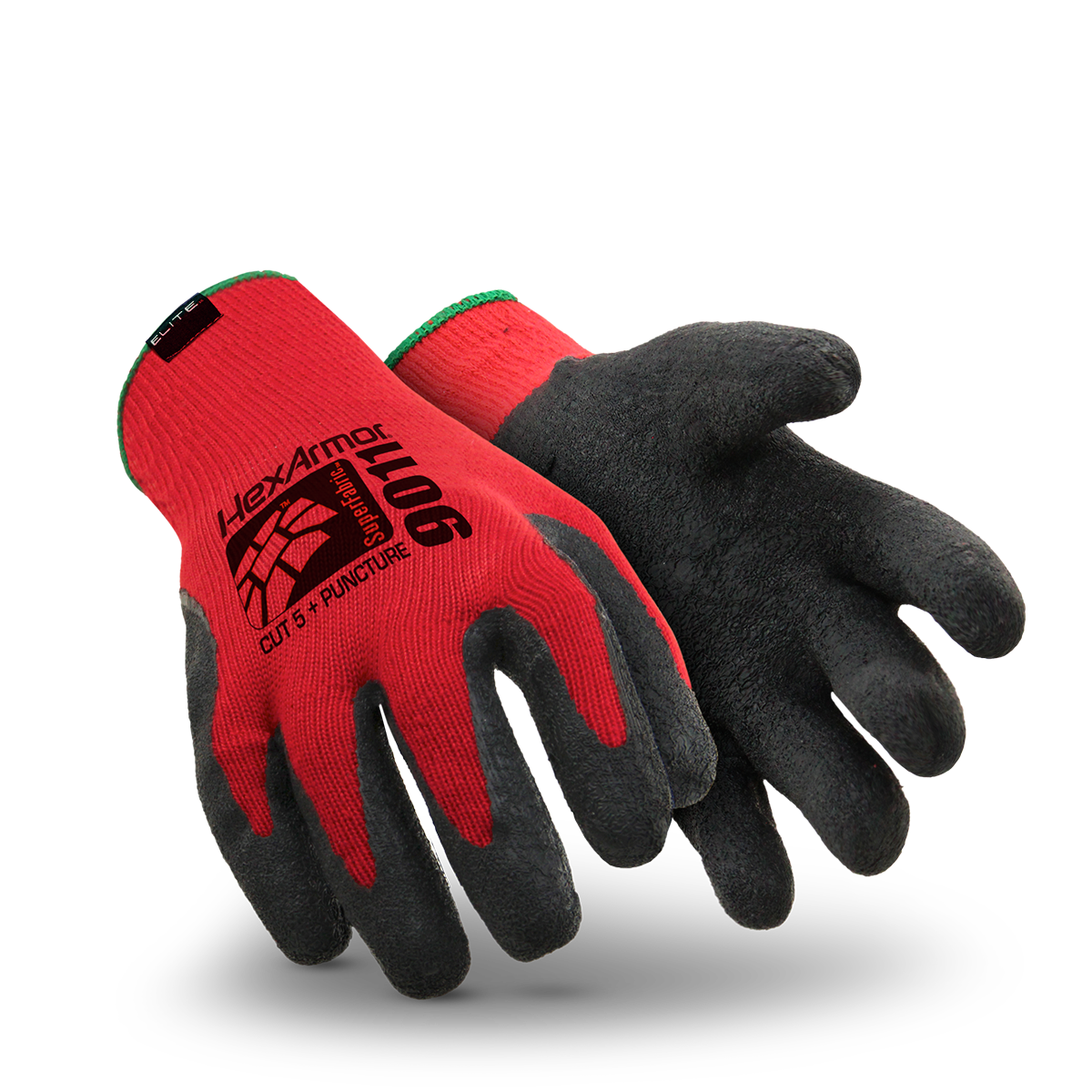 Hexarmor 9011 SuperFabric ANSI Cut Level A7 Cut Resistant Work Glove, Black Rubber Palm Coated ...