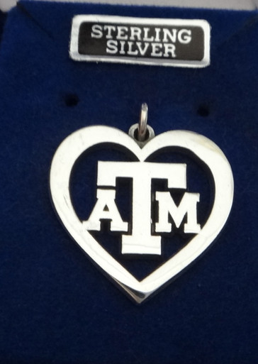 Heart Texas A&M University Aggie ATM Sterling Silver Charm ...