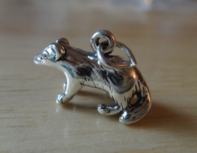3D 20x13mm Sterling silver Heavy solid Badger Sterling Silver Charm ...