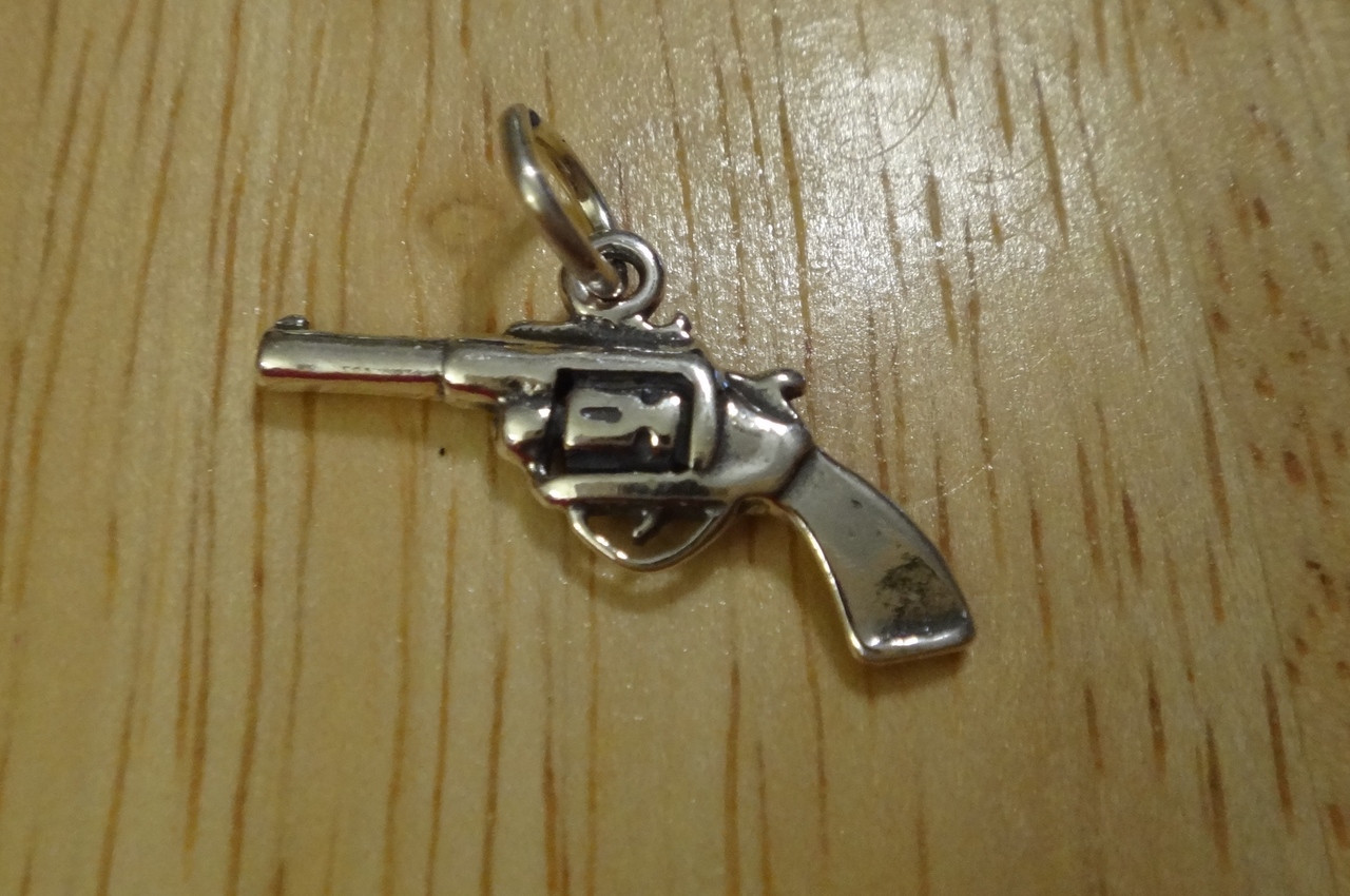 Small 14x22mm Revolver 6 Shooter Pistol Gun Charm - SimpleeCharming.com