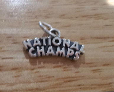 Sterling Silver 20x11mm National Champs Charm - SimpleeCharming.com