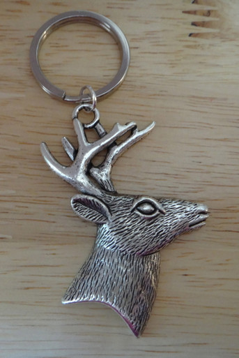 Pewter Large 60x40mm Buck Deer Keychain on 27mm Keyring ...