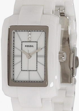 Fossil Ceramic Watch Womens White CE1026 with Crystals