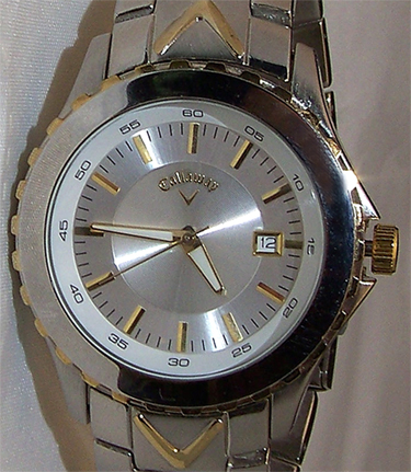 Callaway Golf Watch Mens Warbird Three Hand Date 2 Tone Wristwatch