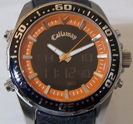 Callaway Watch Mens Digital Analog dual Wristwatch on Leather CY2074