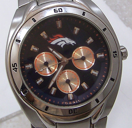 Denver Bronco Fossil Watch Mens Multifunction Wristwatch NFL1039