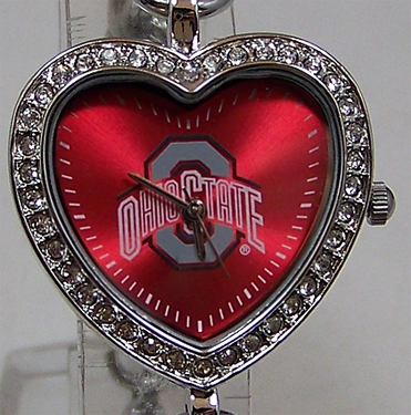 Ohio State Buckeyes Heart Watch Game Time Ladies Heart Wristwatch