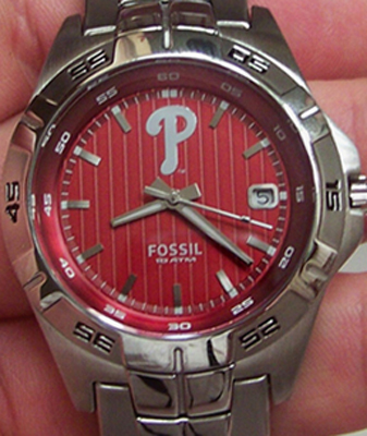Philadelphia Phillies Fossil Watch Mens 3 Hand Date Wristwatch MLB1018