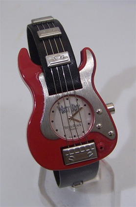 WristRock Guitar Watch Red Silver Fender Strat Style Novelty Wristwatch