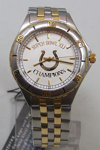 Indianapolis Colts Super Bowl XLI Watch Gold Logo Mens Game Time, New