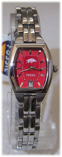 Arkansas Razorbacks Fossil Watch Womens 3 Hand Date Wristwatch Li3007