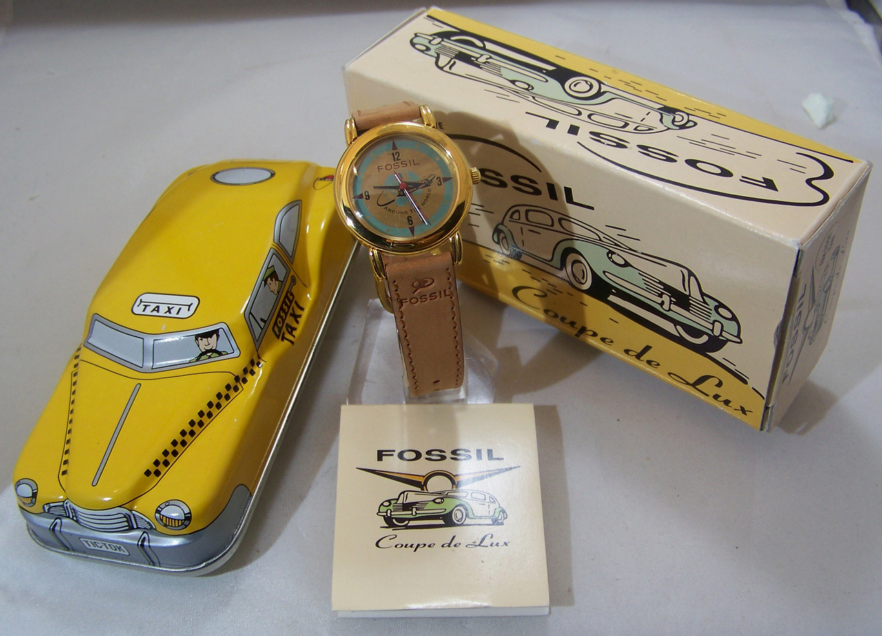Fossil Coupe De Lux Watch Mens Vintage Collectible in Taxi Tin RM2558