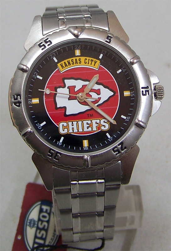 Kansas City Chiefs Fossil Watch Mens 1997 Vintage SS in Tin Li1710