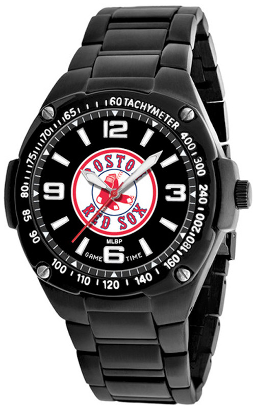 Boston Red Sox Watch, Mens Black SS Gladiator Wristwatch Sox Logo, New