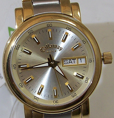 Callaway Golf Watch Womens CY2047 2 Tone SS Day Date Ladies Wristwatch