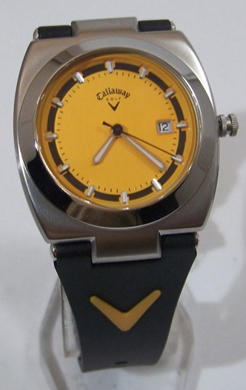 Callaway Golf Watch Mens Three Hand Date Yellow Wristwatch CY2035 New