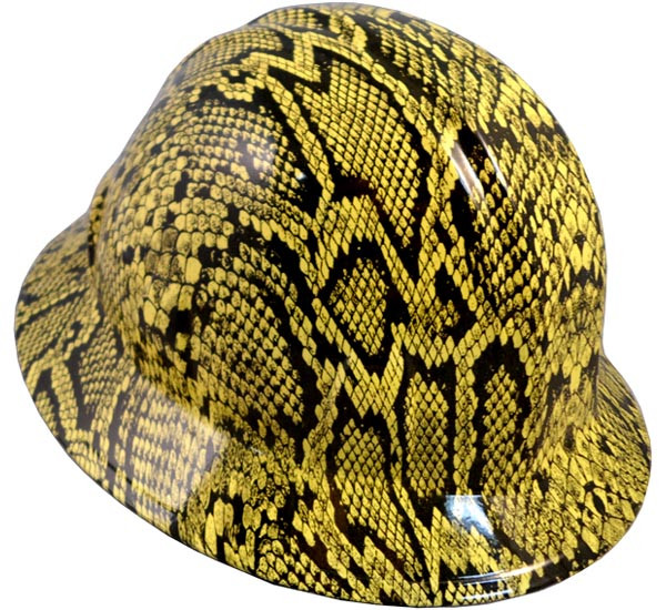 Snakeskin Yellow Hydro Dipped Full Brim Hard Hats | Buy Online at T.A.S ...