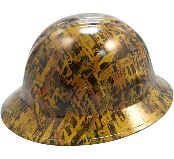 Oilfield Camo Yellow Hydro Dipped Full Brim Hard Hats | Buy Online at T ...