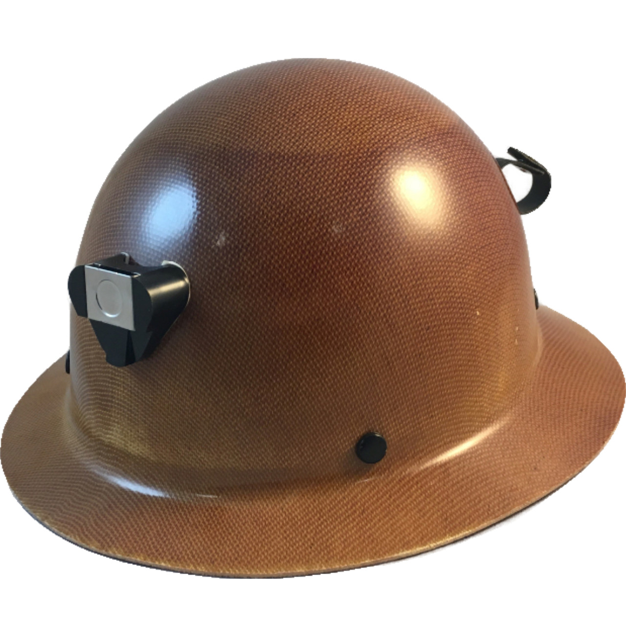 Skullgard Tan Full Brim Hard Hat With Ratchet Suspension With Light Clip
