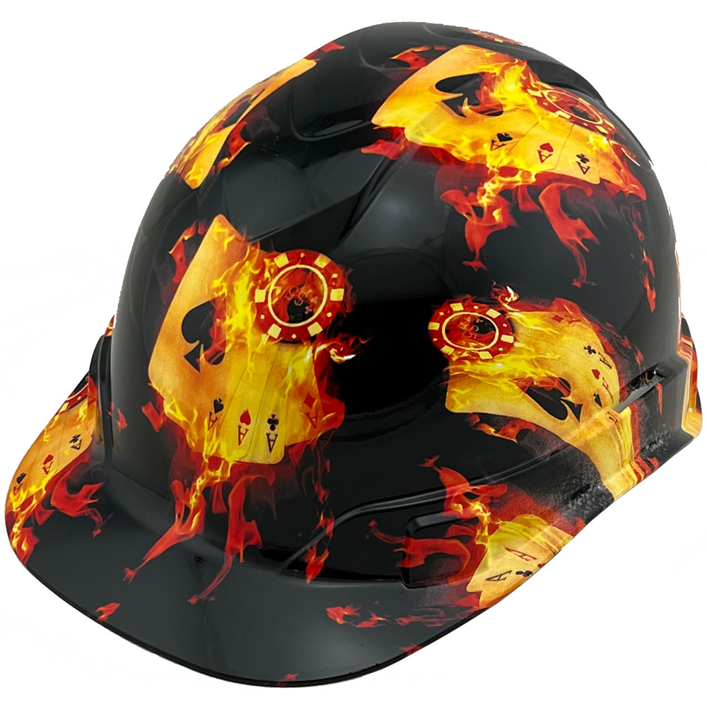 Flaming Aces Design Cap Style Hydro Dipped Hard Hats | Buy Online at T ...