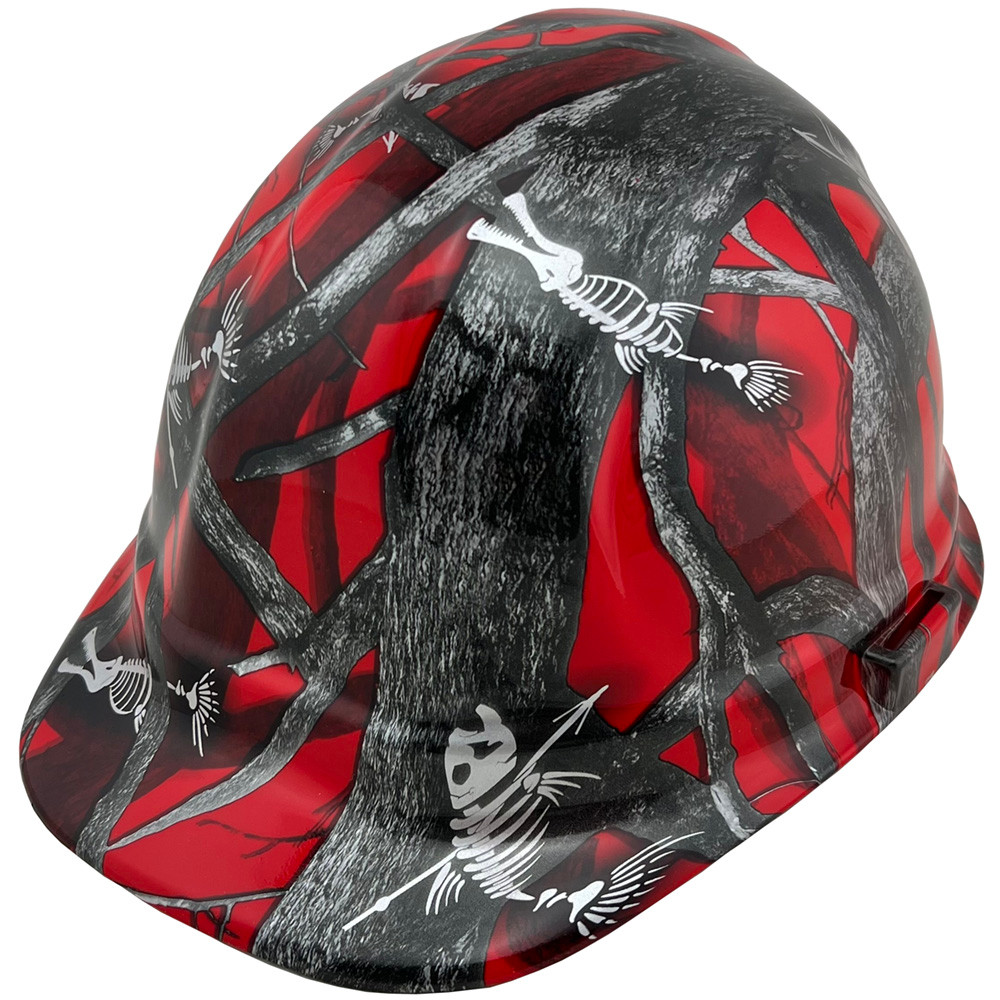 Red Skelly Fish Design Cap Style Hydro Dipped Hard Hats | Buy Online at ...