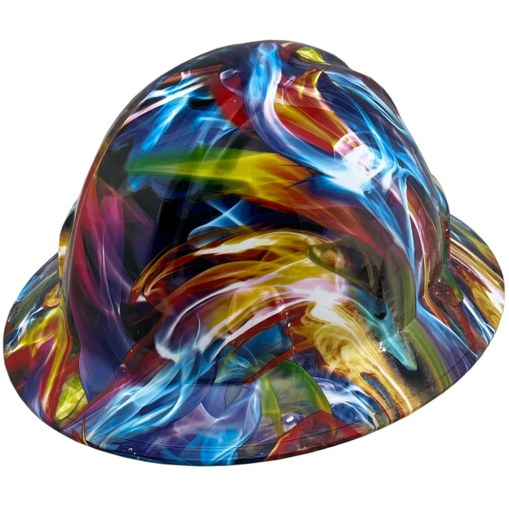 Metallic Color Splash Design Full Brim Hydro Dipped Hard Hats | Buy ...