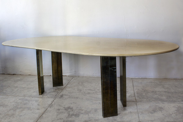 SOLD - Karl Springer Lacquer Table on Custom Base - Rehab Vintage Interiors