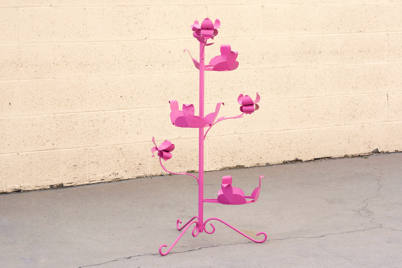 SOLD - 1950s Steel Rosebud Plant Stand, Refinished in Pink - Rehab ...