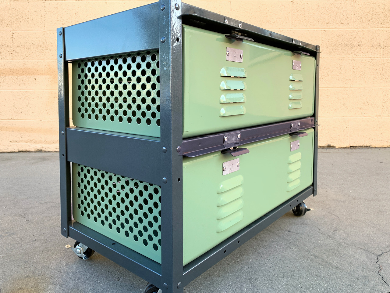 2 x 2 Double Wide Locker Basket Unit on Casters, Newly Fabricated to ...