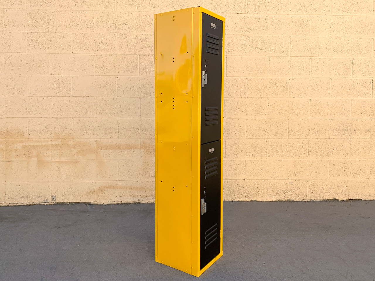 SOLD - Vintage Vertical Locker Cabinet, Refinished in Yellow Ochre ...