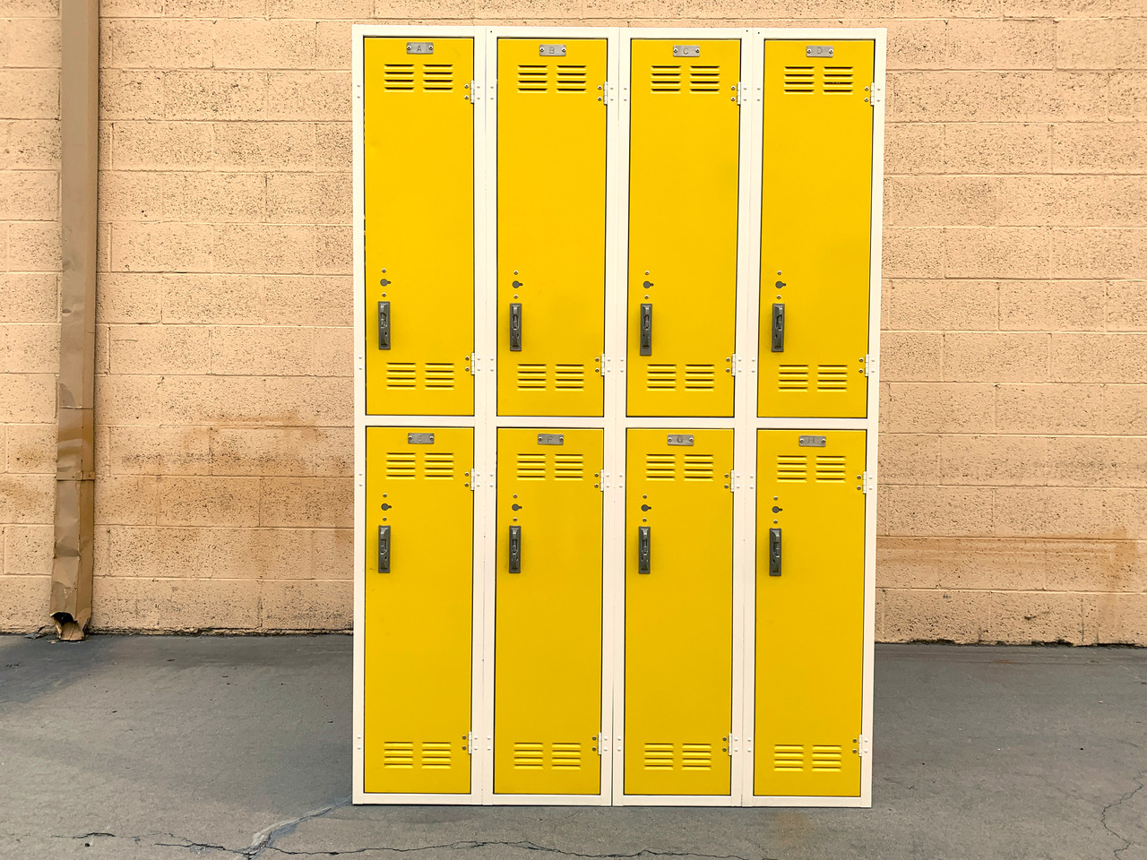 SOLD - Mid Century Column Locker Unit Refinished in Yellow and White ...