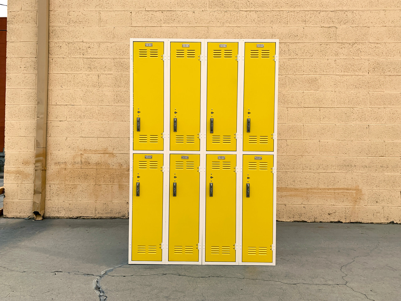 SOLD - Mid Century Column Locker Unit Refinished in Yellow and White ...