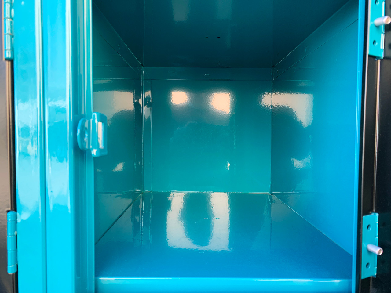 SOLD - 1970s Large Cubby Locker Unit, Refinished in Teal and Black ...