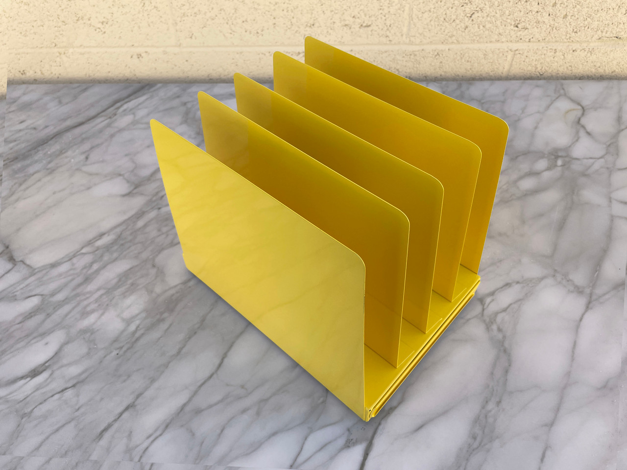 SOLD - Mid Century 4 Slot Paper Tray Refinished in Mellow Yellow ...