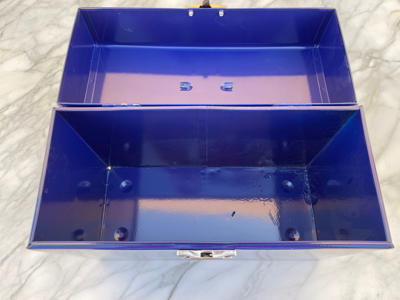 Sold - 1950s Metal File Storage Box, Refinished in Klein Blue - Rehab ...