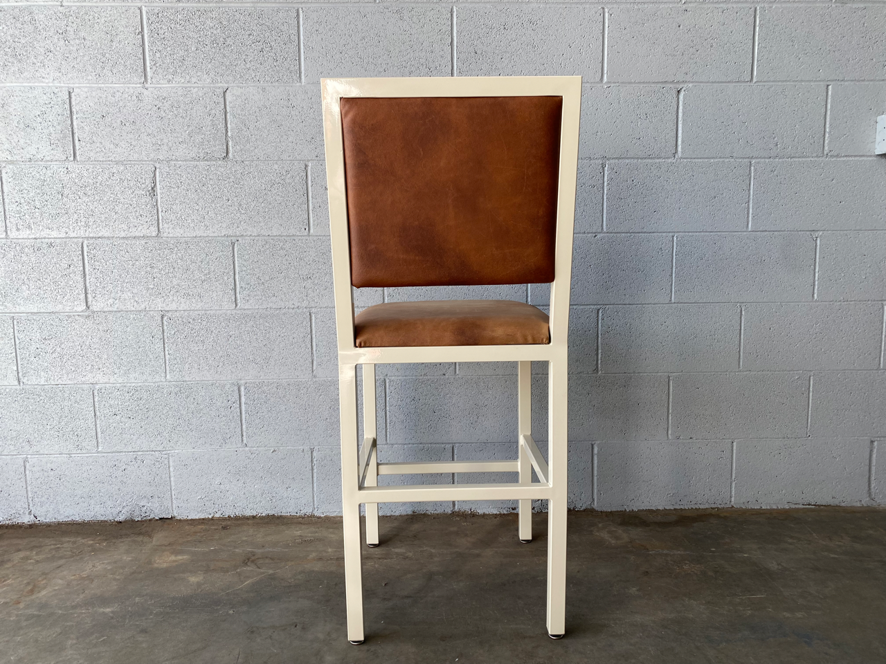 SOLD - Custom Leather and Steel Bar Stools - Rehab Vintage Interiors