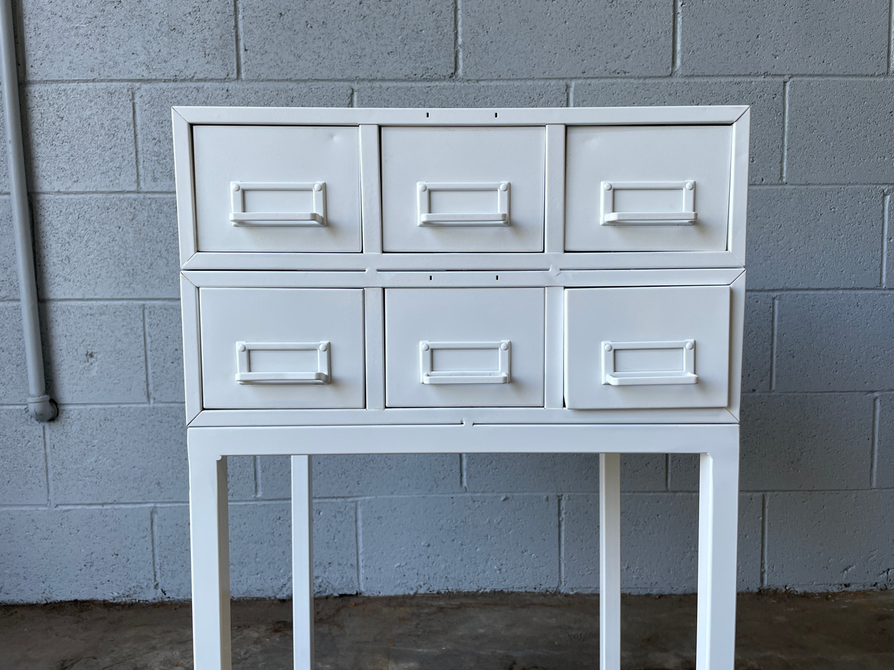 6 Drawer Card File on Custom base - Rehab Vintage Interiors