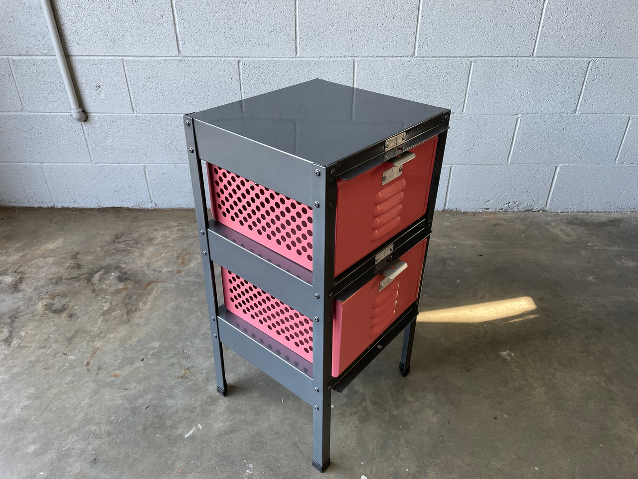 1 x 2 Basket Locker Unit Refinished in Salmon Pink and Grey - Rehab ...