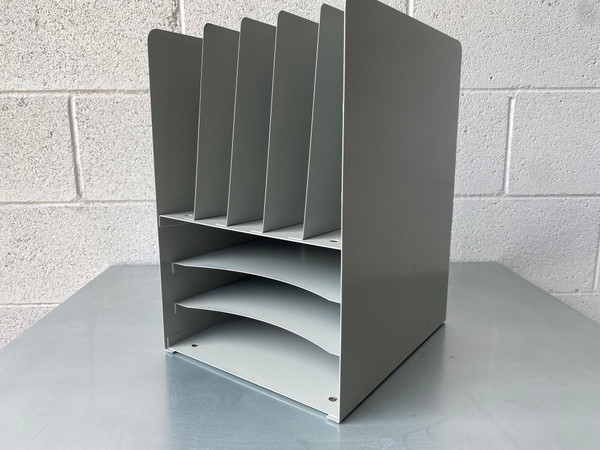 Mid Century 5 Slot Desktop Paper Organizer With 3 Tier Tray, Refinished ...