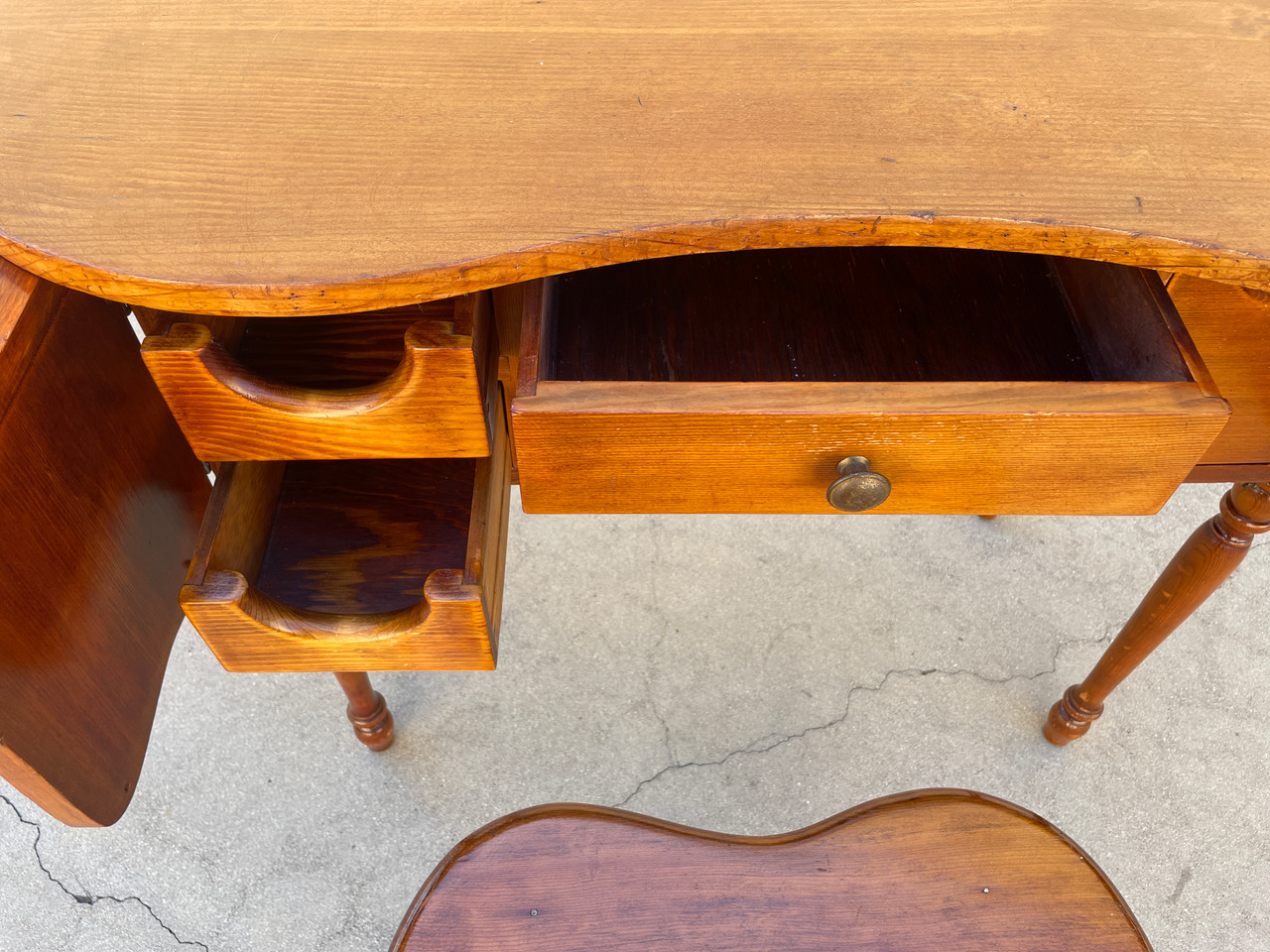 SOLD - Antique Desk & Stool by Kaufman Woodcraft Shops - Rehab Vintage ...