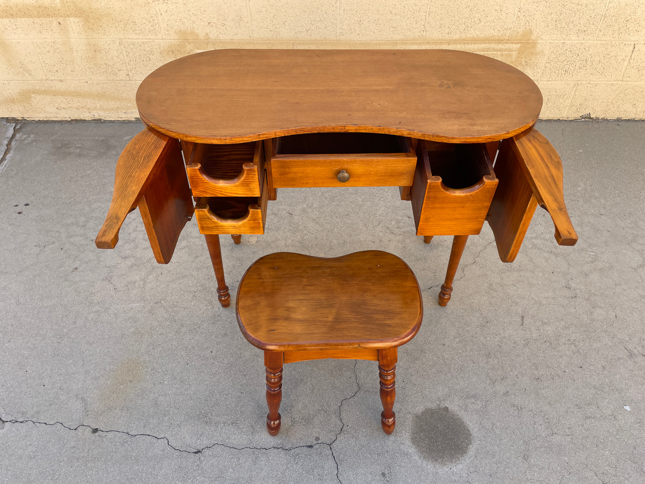 SOLD - Antique Desk & Stool by Kaufman Woodcraft Shops - Rehab Vintage ...