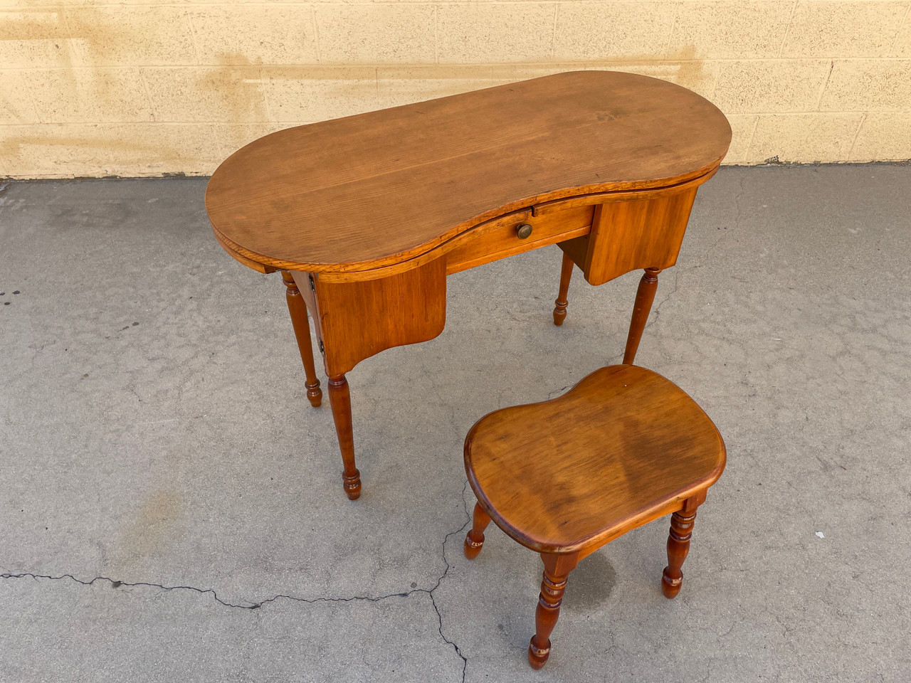 SOLD - Antique Desk & Stool by Kaufman Woodcraft Shops - Rehab Vintage ...