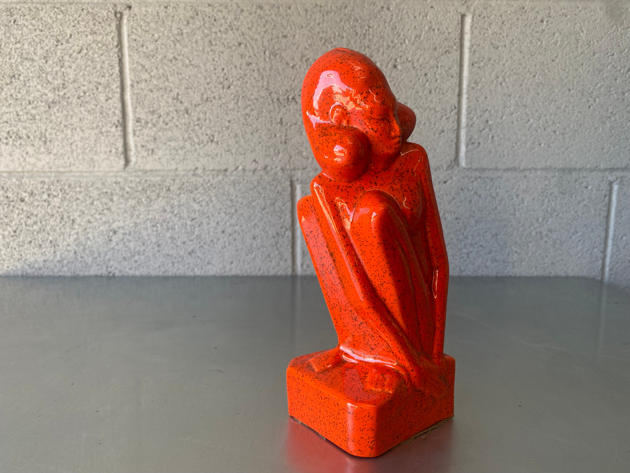 SOLD - Vintage Orange Ceramic Statue by Mallory Ceramic Studio - Rehab ...