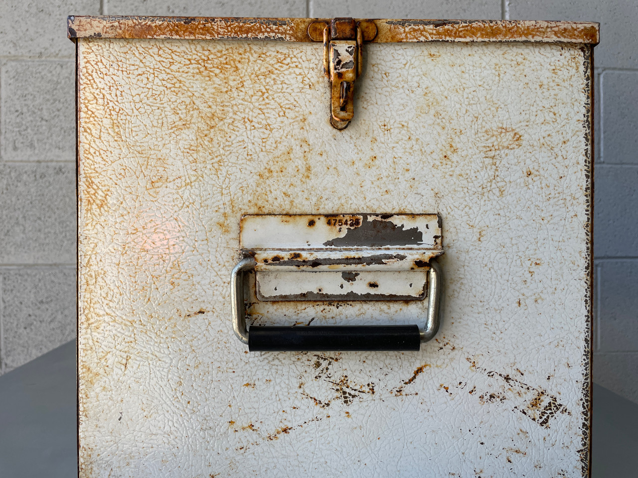 SOLD - Vintage Metal Storage Box With Distressed Patina - Rehab Vintage ...
