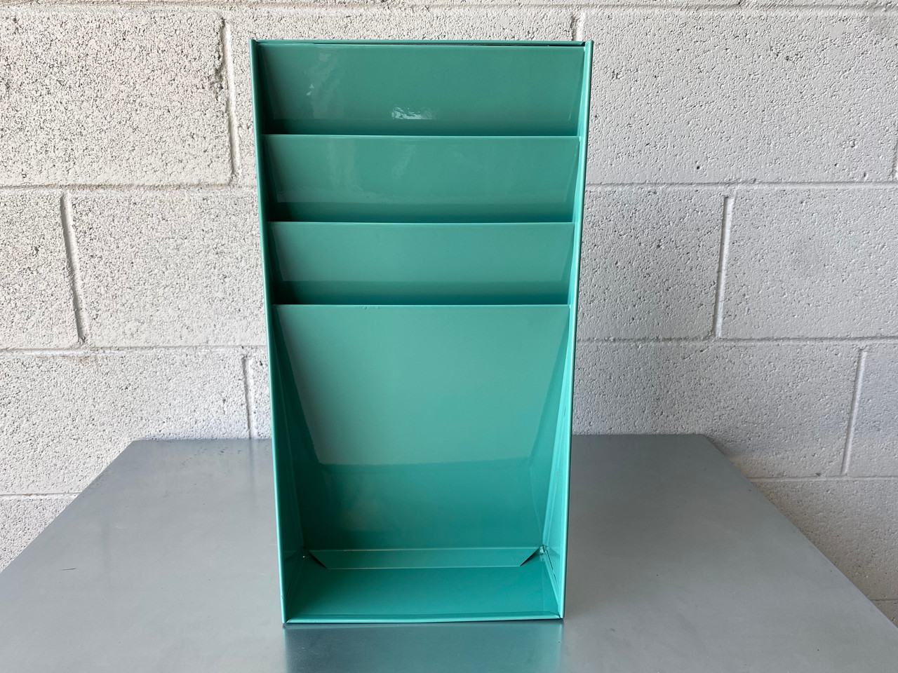 SOLD - 1960s Paper / Mail / Desktop Organizer, Refinished in Teal ...
