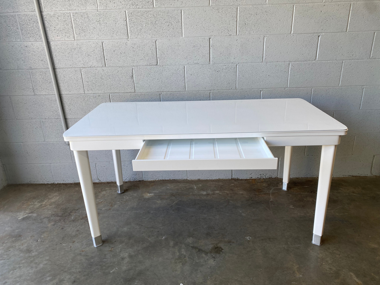 SOLD - Vintage General Fireproofing 4 Leg Table - Rehab Vintage Interiors