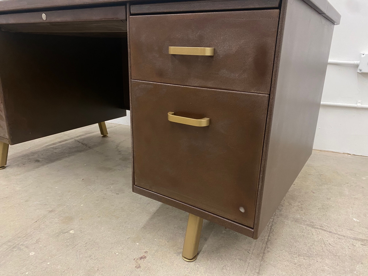 Mid Century Tanker Desk Refinished in Acid Wash Patina - Rehab Vintage ...