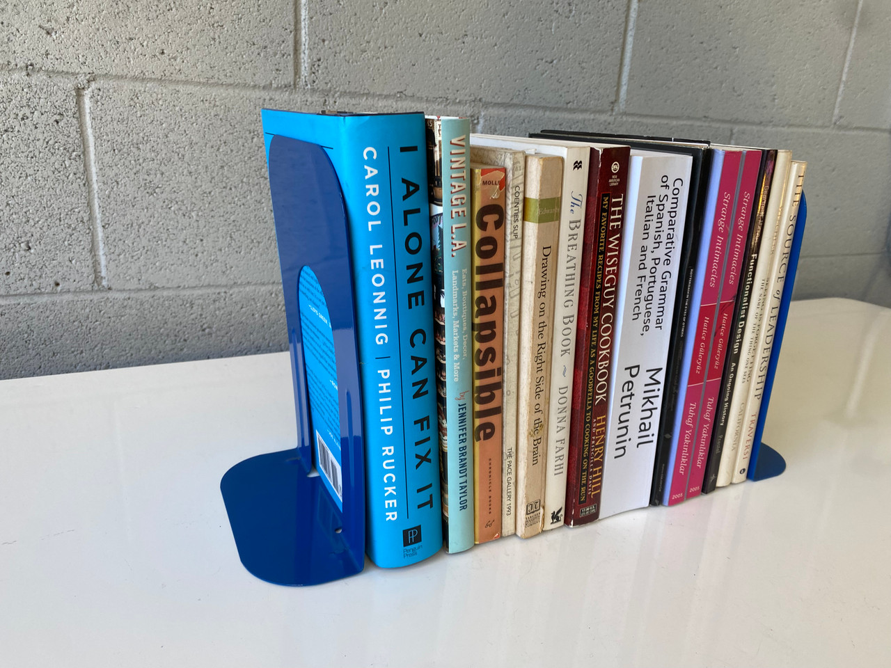 SOLD - Classic Vintage Steel Library Bookends, Refinished in Blue ...